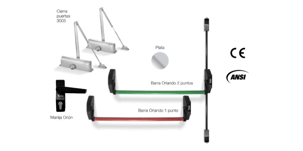 Combo doble Barra antipánico Orlando 2 puntos